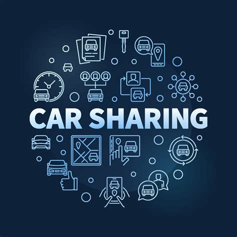 Car Sharing Blue Round Banner Carsharing Vector Round Colored Illustration 22242270 Vector Art