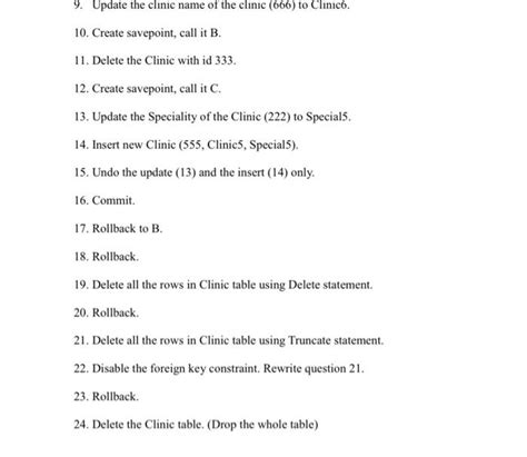 solved 1 create table named clinic with the following rules