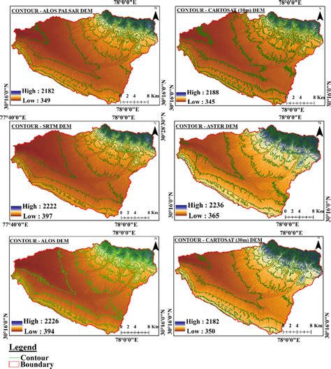 Representation Of Contours Over The Respective DEMs Download Scientific Diagram