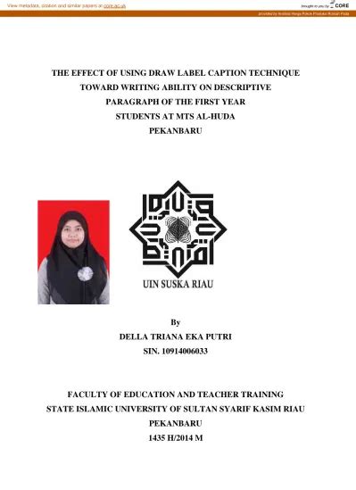 The Effect Of Using Draw Label Caption Technique Toward Writing Ability On Descriptive Paragraph