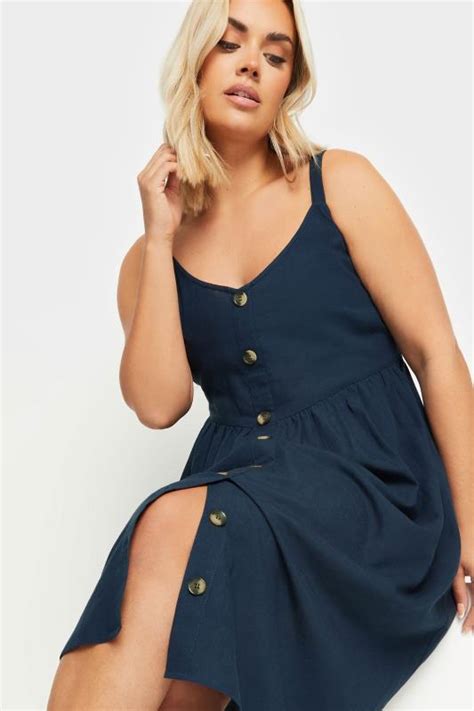 Yours Plus Size Navy Blue Strappy Sundress Yours Clothing
