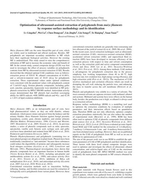 Pdf Optimization Of Ultrasound Assisted Extraction Of Dokumentips