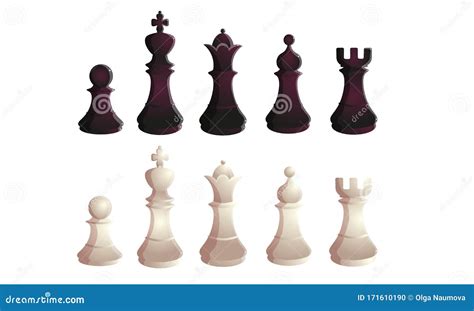Black And White Chess Figures In Rows Vector Illustration Stock Vector Illustration Of