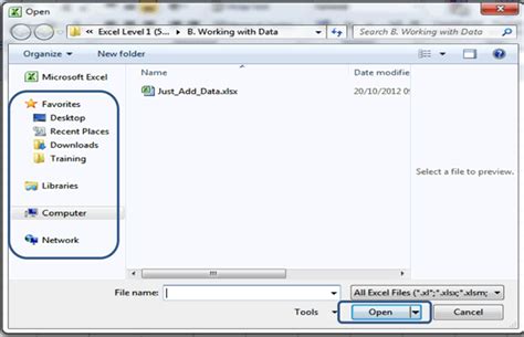 click on the open button located in the left hand panel of the
