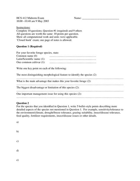 Midterm Exam Question Forage Crops Hcs 412 Docsity