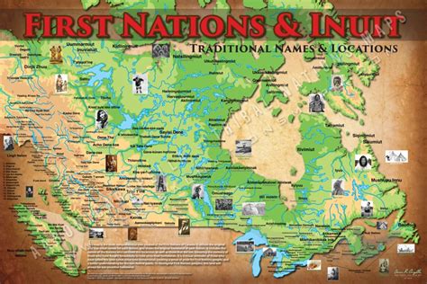 Canada Topographical 24x36 First Nations Language Map Canada