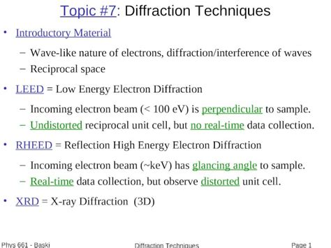 Ppt Page 1 Phys 661 Baski Diffraction Techniques Topic 7 Diffraction Techniques