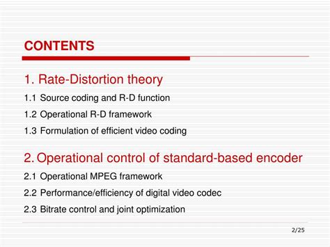 Ppt Operational Rate Distortion Information Theory In Optimization Of Advanced Digital Video