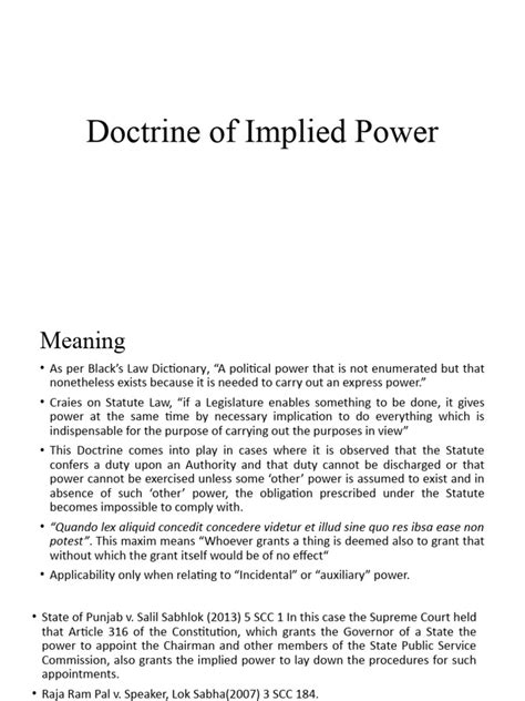 Doctrine Of Implied Power Pdf Property Trust Law