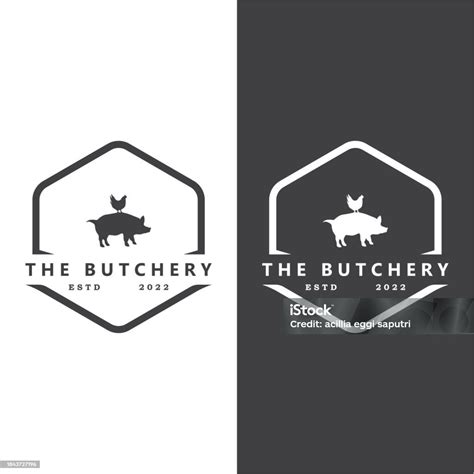 정육점 로고 벡터 아이콘 일러스트 디자인 레스토랑 및 식품 산업에 적합한 로고 Steakhouse에 대한 스톡 벡터 아트 및