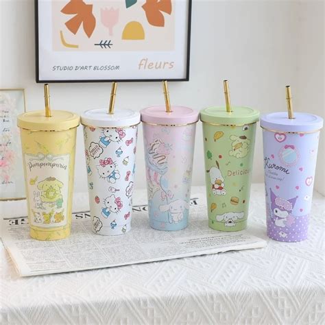 산리오 여름 빨대 스테인리스 텀블러 28종 750ml 시나모롤 폼폼푸린 쿠로미 마이멜로디 포차코 여름 보온 보냉컵
