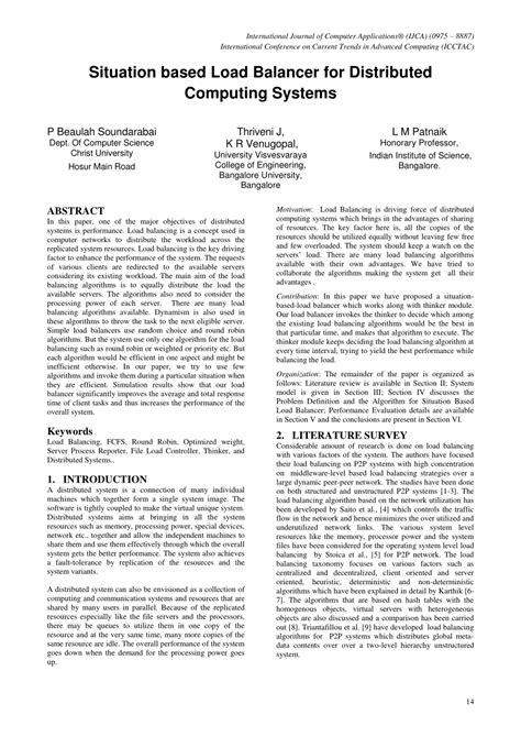 pdf situation based load balancer for distributed computing systems