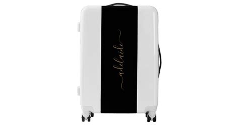 Chic Black Gold Monogram Elegant Girly Script Name Luggage Zazzle