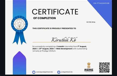kiruthik k b on linkedin prodigyinfotech webdevelopment internship careergrowth