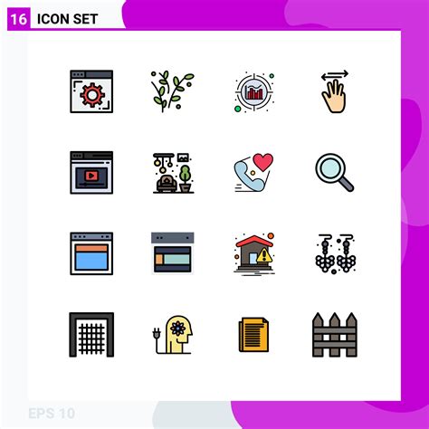 Set Of 16 Commercial Flat Color Filled Lines Pack For Page Right