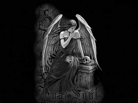 Dark Gothic Angels Poster Abstract Vector Illustration Black And White