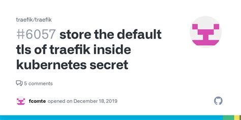 Store The Default Tls Of Traefik Inside Kubernetes Secret · Issue 6057