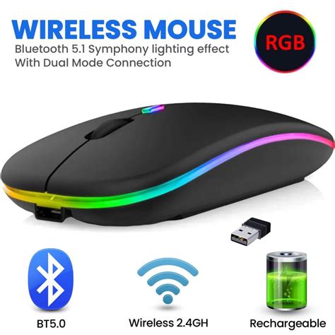 Hp W Wireless Rgb Bluetooth Wireless Rechargeable Slim Mouse