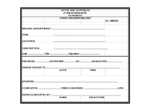 Contoh Work Order 56 Koleksi Gambar