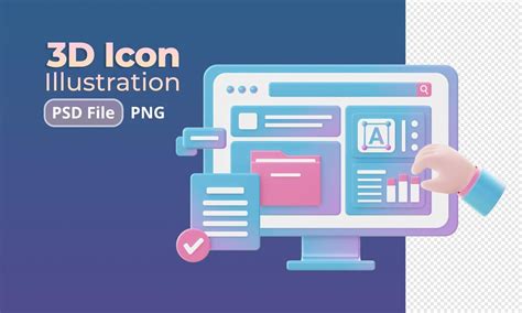 Premium Psd 3d Render Of Gradient Working On Computer Illustration