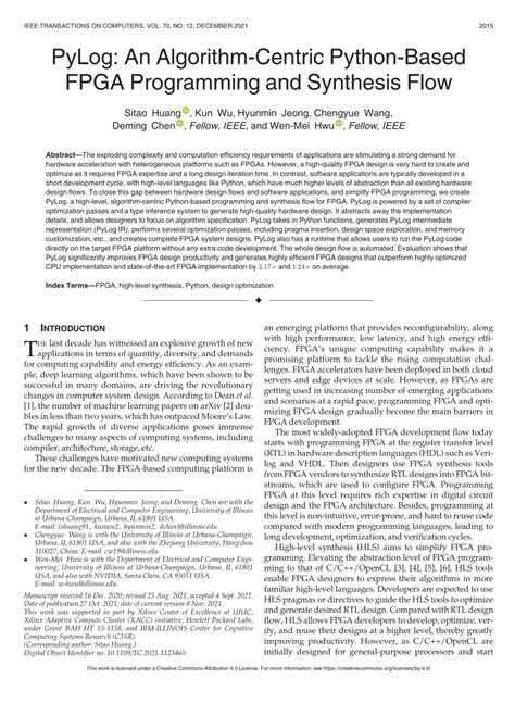 PDF PyLog An Algorithm Centric Python Based FPGA Programming And Synthesis Flow