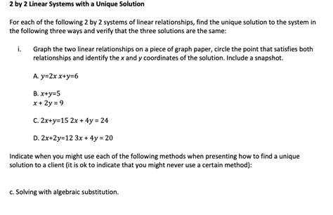 Solved By Linear Systems With A Unique Solution For Each Chegg Com