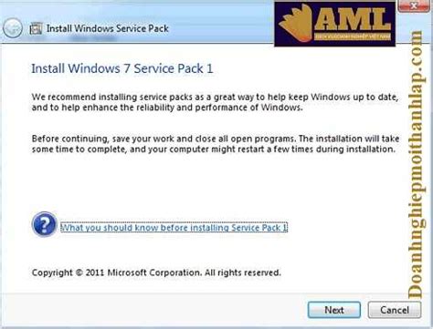 Sửa lỗi This program requires Windows Service Pack 1 or later cài