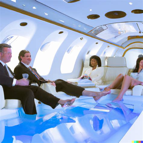 Passengers Enjoying The Pool In The First Class Section Of A Plane Dall·e 2 Images