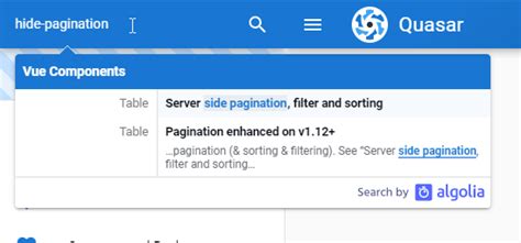 [docs] missing hide pagination in the qtable docs · issue 7498 · quasarframework quasar · github