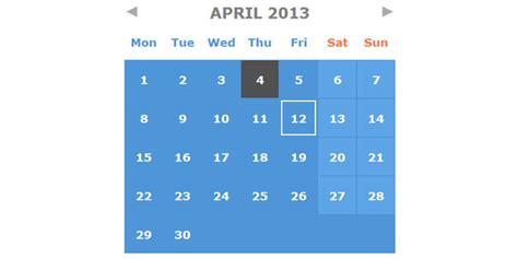 Css Calendar Bypeople