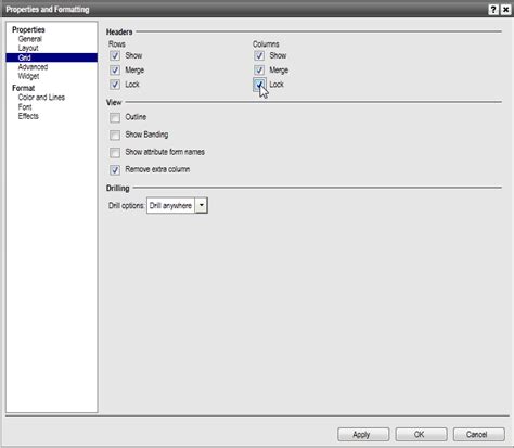 kb41704 how to lock column headers on a grid inside a report services