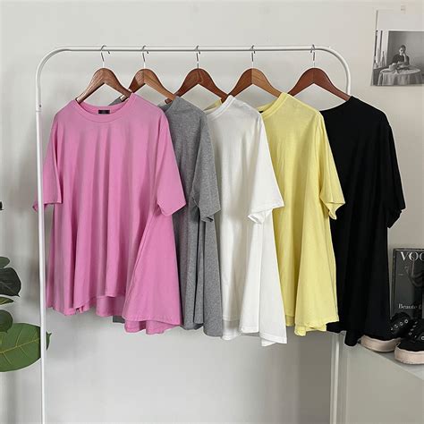 리리모드 소프트 플레어 코튼 반팔 티셔츠 A라인 무지 언발 훌라인 기본티 여름 데일리룩