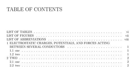 lyx table of contents add vertical space above chapters tex
