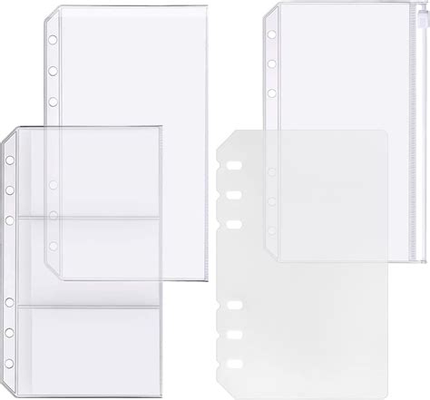 4 Pack A6 6 Holes Binder Accessory Combo Set Binder Divider Binder Pocket Binder Zipper Folder