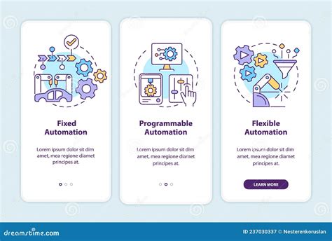 Automation Types Onboarding Mobile App Screen Stock Vector Illustration Of Vector Program