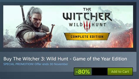 PSA: If you're looking for the Witcher 3 on Steam Sale. Pick up the ...