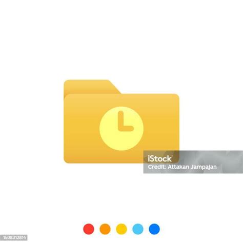 flat folder design element with analog clock symbol folder icon vector and illustration stock