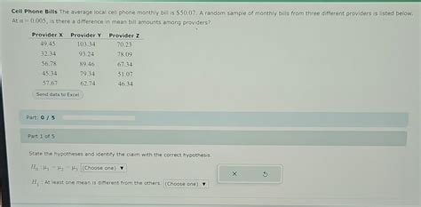 Solved Cell Phone Bills The Average Local Cell Phone Monthly