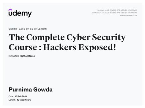 Completion Of Cybersecurity Course On Udemy Purnima Gowda Posted On The Topic Linkedin
