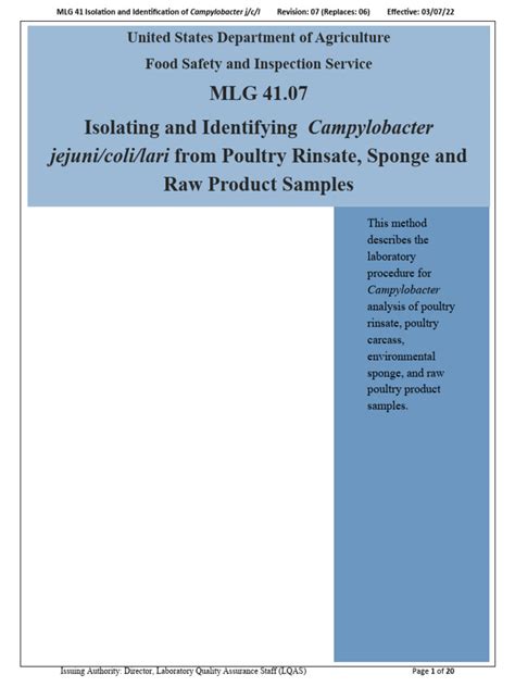 Campylobacter Isolation Mlg 41 07 Pdf Microbiology