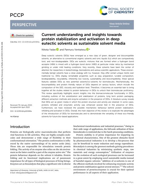Pdf Current Understanding On Insights Towards Protein Stabilization