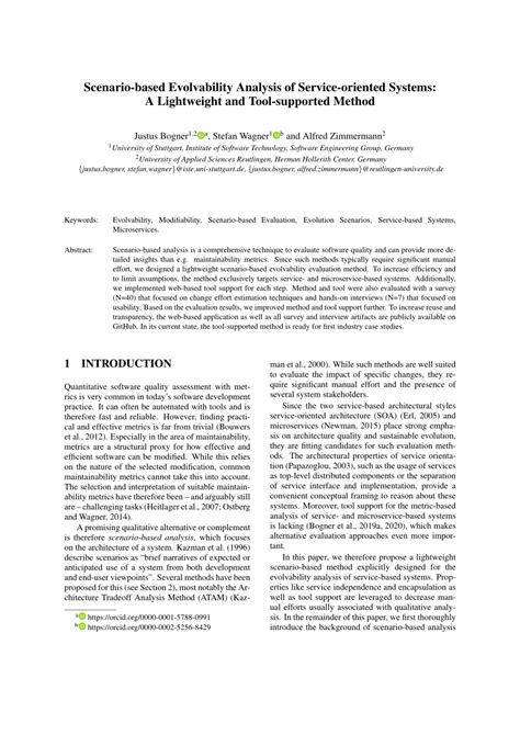 Pdf Scenario Based Evolvability Analysis Of Service Oriented Systems A Lightweight And Tool