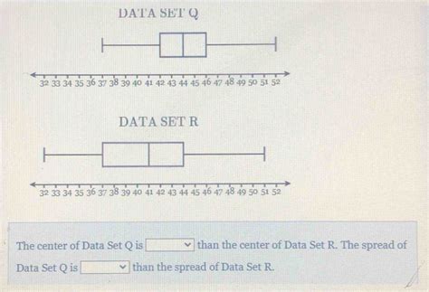 solved data set q data set r the center of data set q is than the