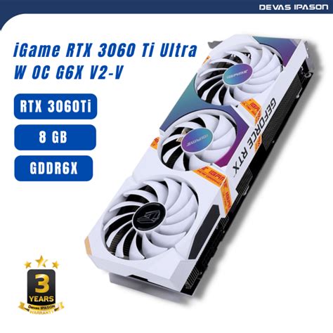 ⇔ Colorful Gpu การ์ดจอ Igame Geforce Rtx 3060 Ti Ultra W Oc G6x V2 V รับประกัน 3 ปี โดย Devas