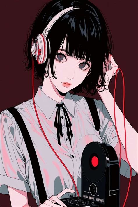 戴耳机的短发女生 全部作品 Ai绘画 素材集市