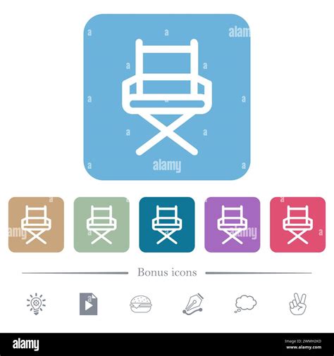 Director Chair Outline White Flat Icons On Color Rounded Square Backgrounds 6 Bonus Icons