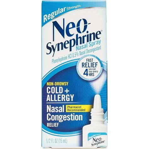 Neo Synephrine Nasal Decongestant Spray Regular Strength 0 50 Oz Pack Of 3 Walmart Business