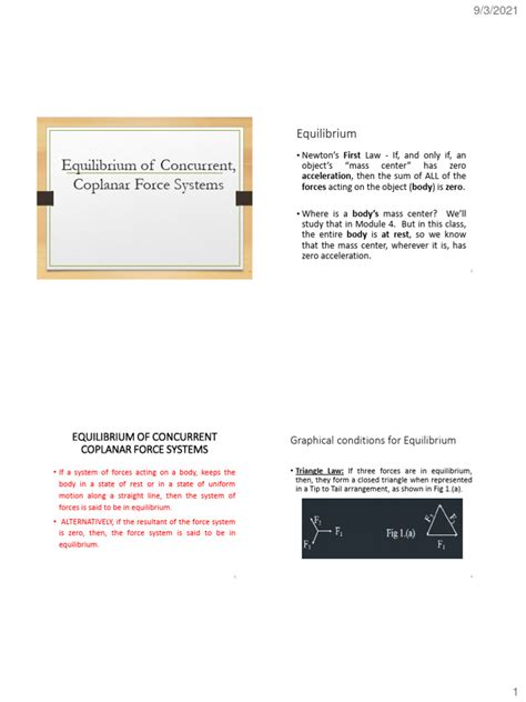Equilibrium Of Concurrent Coplanar Force System Pdf Force Newtons Laws Of Motion
