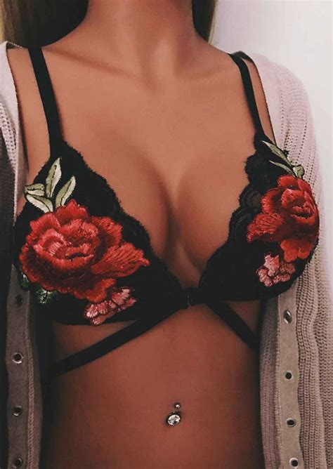 Applique Lace Floral Sexy Bra Bellelily