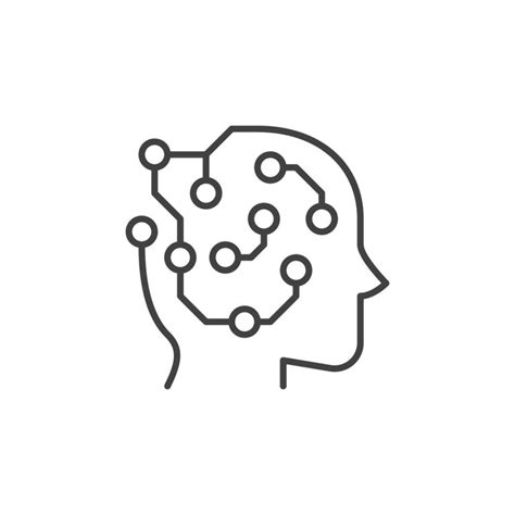 ML Head With Circuit Board Vector Machine Learning Concept Thin Line Icon Vector Art At